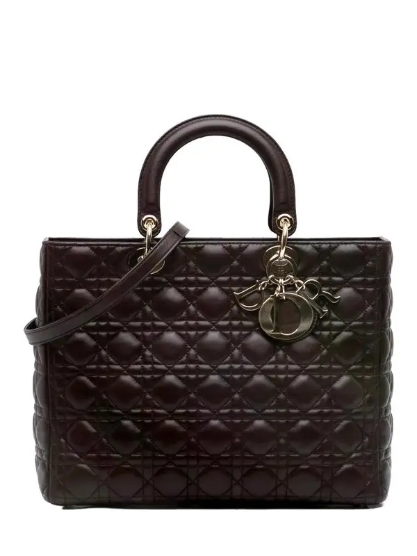 Dior 2011 Large Lambskin Cannage Lady Satchel - Brown