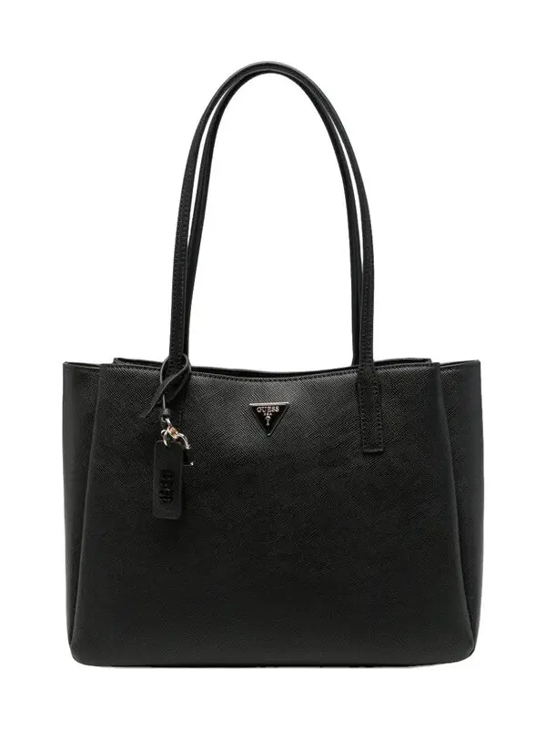 Guess Saffiano-effect Logo-plaque Tote Bag - Black