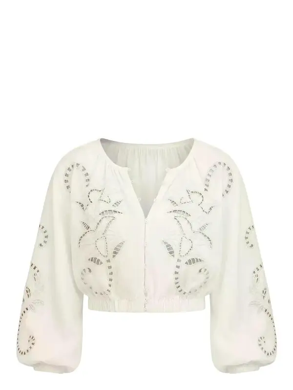 Farm Rio Richilieur Long-sleeved Blouse - White