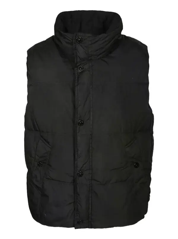 Stone Island G100010 Crinckle Reps Ny Wind-resistant Down Vest With Anti-drop - Black