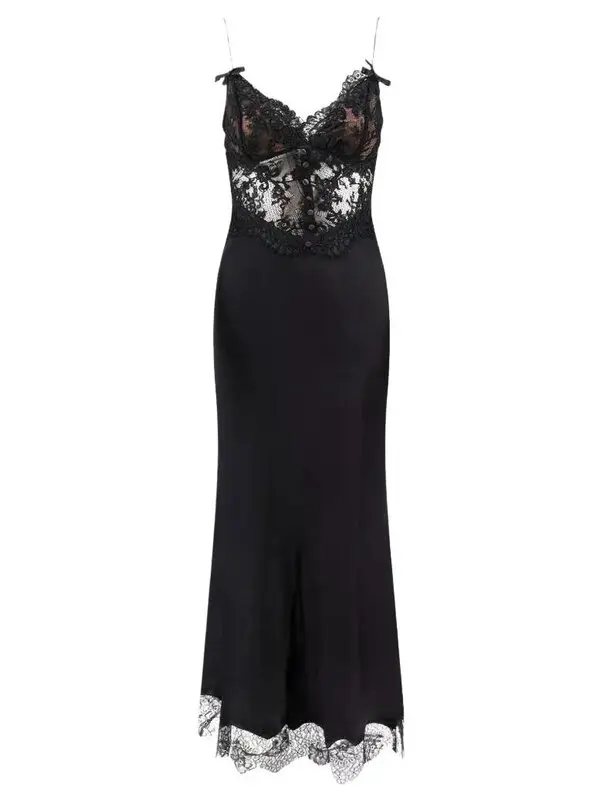 SELF-PORTRAIT Lace-detail Maxi Dress - Black