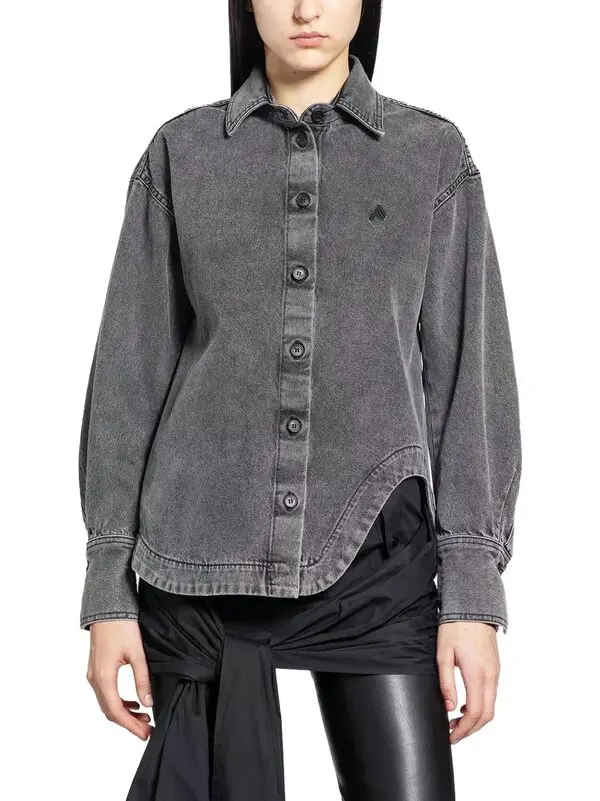 Attico Eliza Asymmetric-hem Shirt - Grey