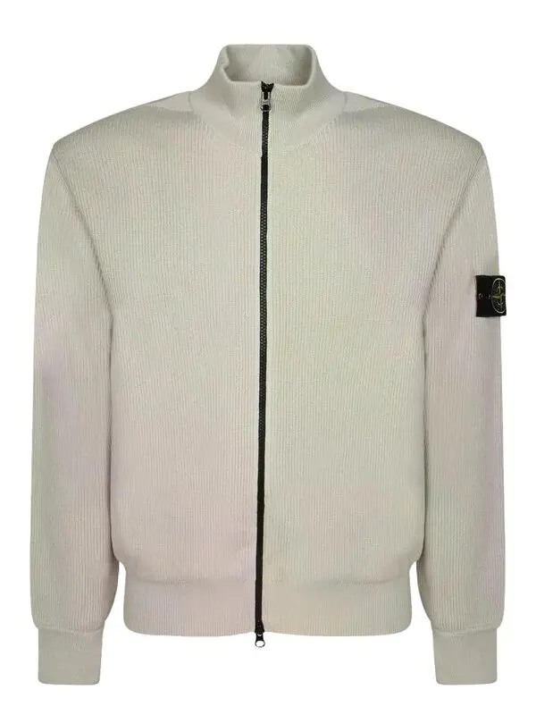 Stone Island 5100126 Ribbed Soft Organic-cotton Regular-fit Zip-up Jumper - Neutrals