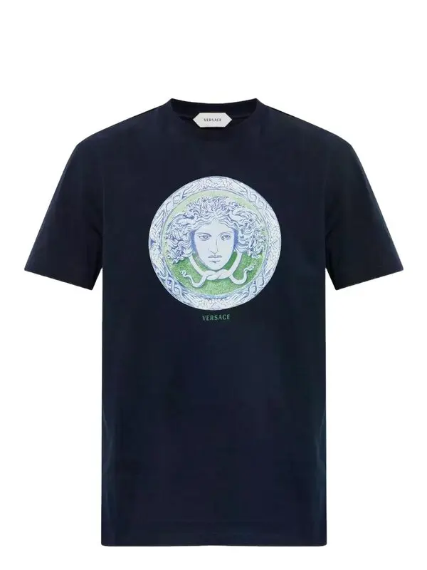 Versace Medusa-print Cotton T-shirt - Blue