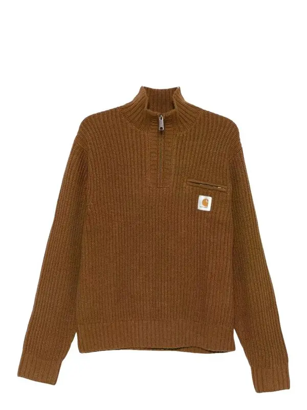 Carhartt Work In Progress Ribbed Quarter-zip Sweater - Brown