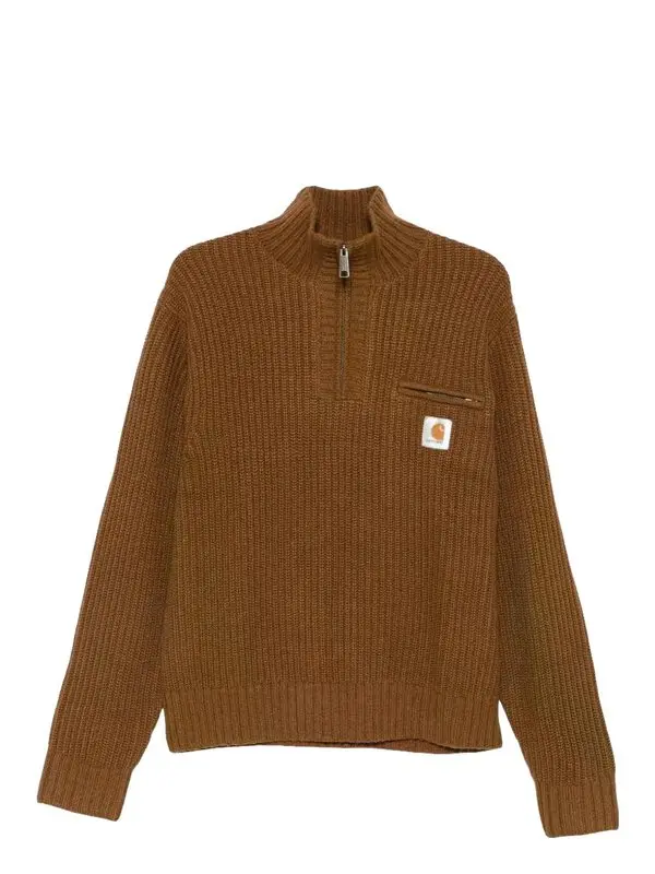Carhartt Work In Progress Ribbed Quarter-zip Sweater - Brown