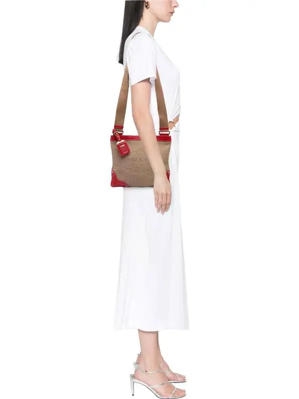 Prada 2010-2026 Canvas Canapa Logo Crossbody Bag - Red