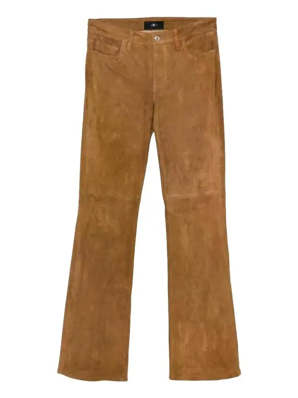 7 For All Mankind Dojo Suede Flared Trousers - Brown