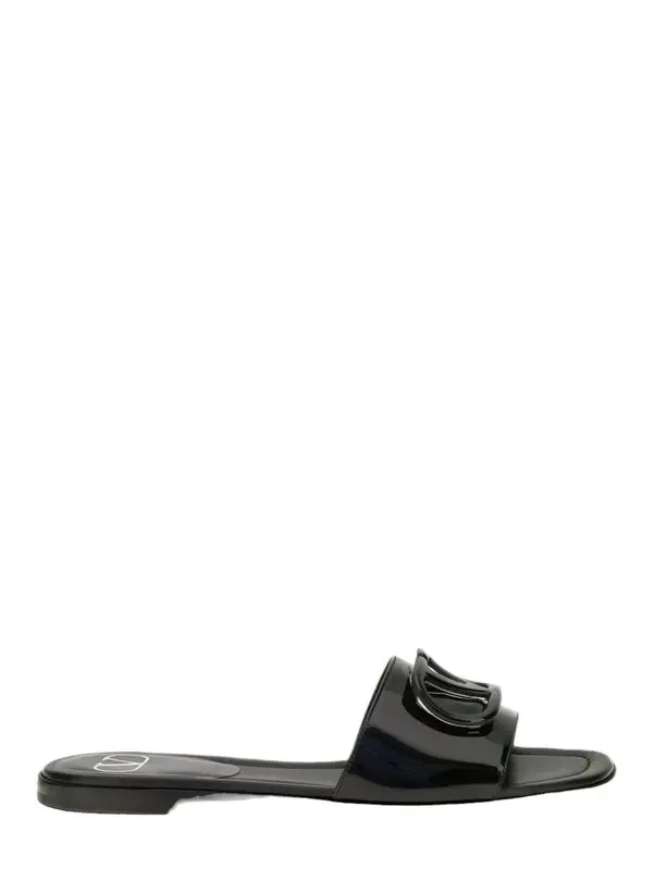 Valentino Garavani Vlogo Signature Patent-leather Sandals - Black