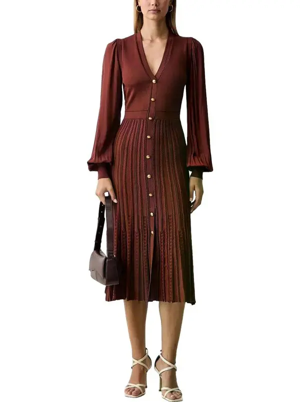 TWINSET Long Trompe-l'œil Knit Dress - Red