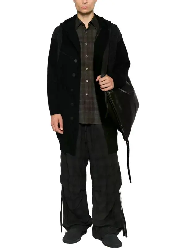 Isabel Benenato Hooded Long Cardigan - Black
