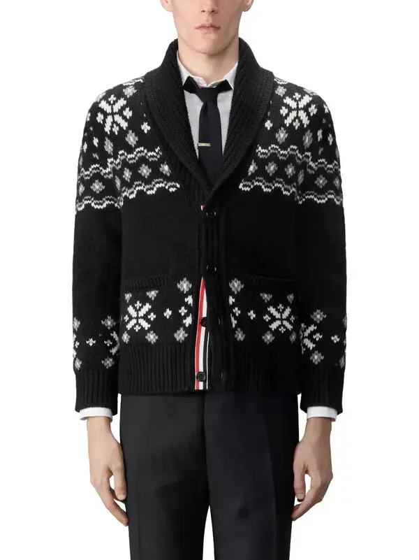 Thom Browne Icelandic Fair Isle Cashmere Cardigan - Black