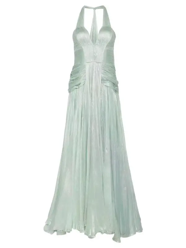 IRIS SERBAN Sonya Pleated Cape Gown - Green