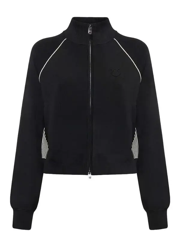Pinko Piped-trim Zip-up Sweater - Black