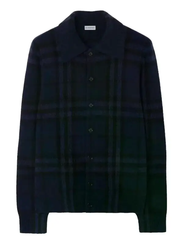 Burberry Check Cashmere Cardigan - Blue