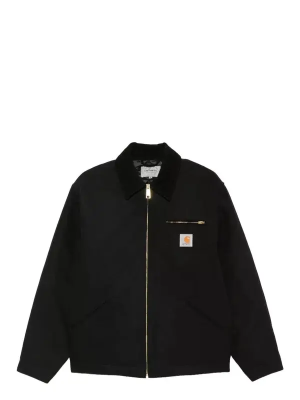Carhartt Work In Progress Og Detroit Logo-patch Zip-up Shirt Jacket - Black