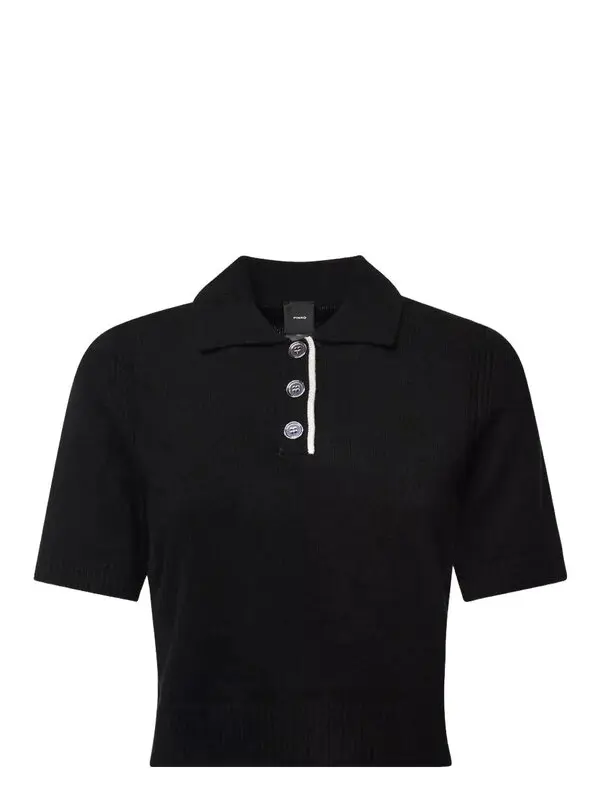 Pinko Button-up Polo-collar Sweater - Black