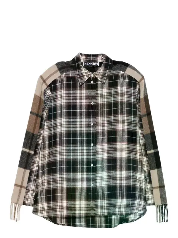 FRENKEN Fringe-trimmed Checked Shirt - Black