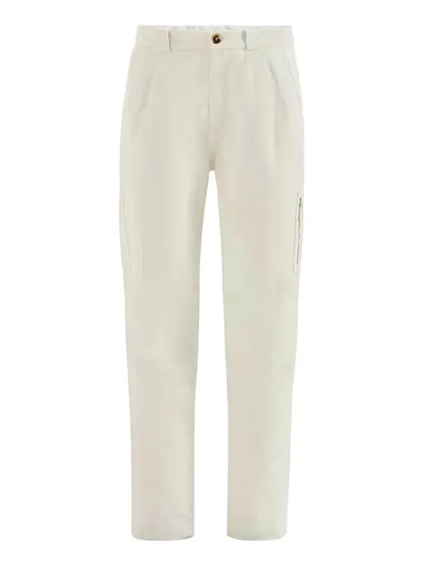 Brunello Cucinelli Peached Cotton-gabardine Trousers With Zipped Pocket - Neutrals