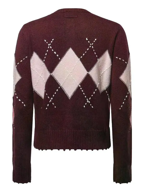 Pinko Argyle-pattern Button-up Cardigan - Red