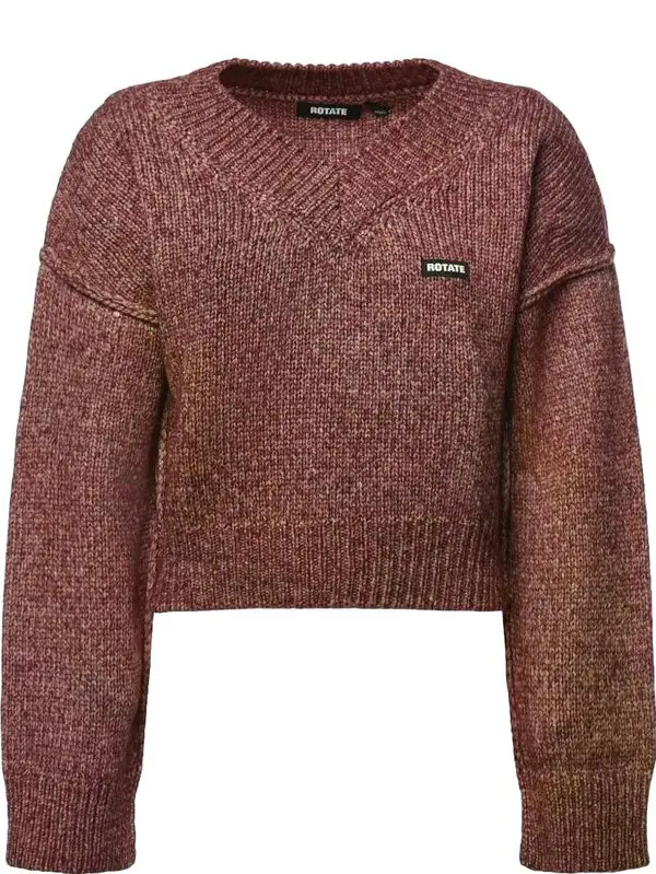 ROTATE BY BIRGER CHRISTENSEN Logo-patch V-neck Sweater - Red