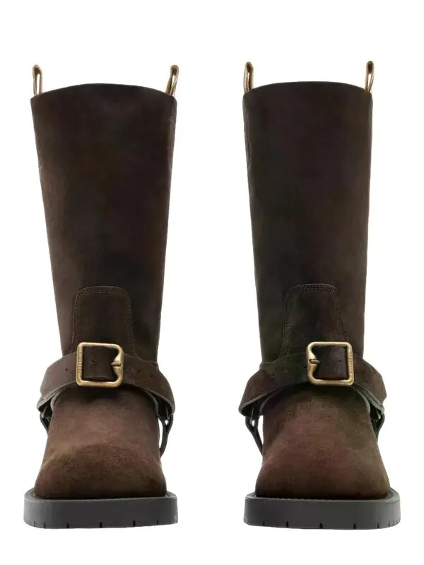 Burberry Leather Soft Saddle Low Boots - Brown