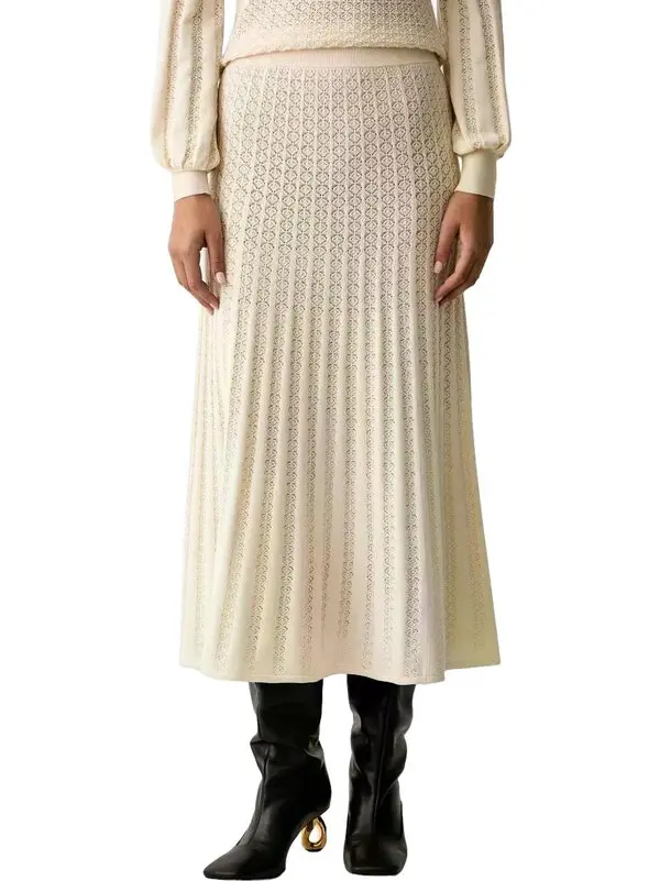 TWINSET Pleated Midi Skirt - Neutrals