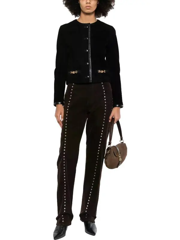 Celine Cropped Suede Jacket - Black