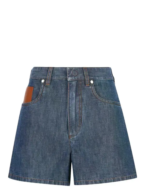 Fendi High-waisted Knee-length Shorts - Blue