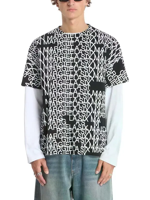 MAISON MARGIELA Logo-print Layered T-shirt - Black