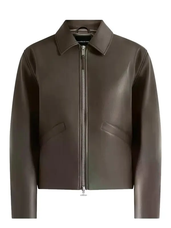 Manière De Voir Minimal Leather Jacket - Brown