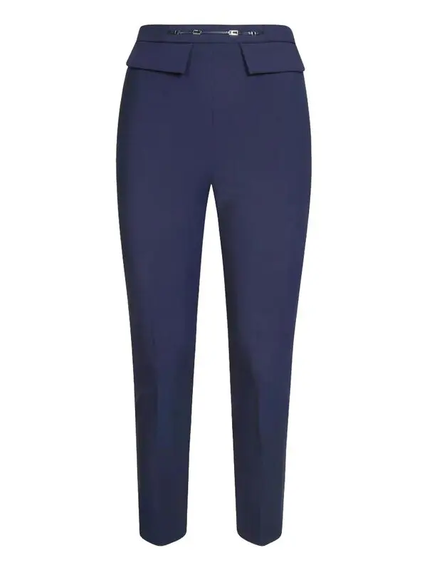 Elisabetta Franchi Trousers In Double Layer Stretch Crêpe - Blue