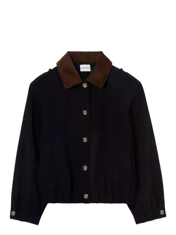 Claudie Pierlot Oversized Jacket With Gold Poppers - Blue