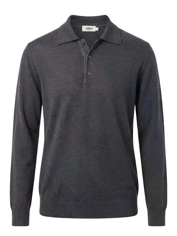 Altea Fine-knit Polo-collar Sweater - Grey