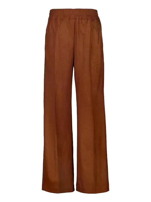 120% Lino Elasticated-waistband Palazzo Pants - Brown