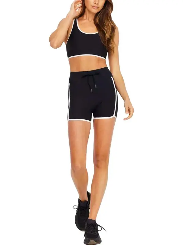 The Upside Sol Contrast-trim Performance Shorts - Black