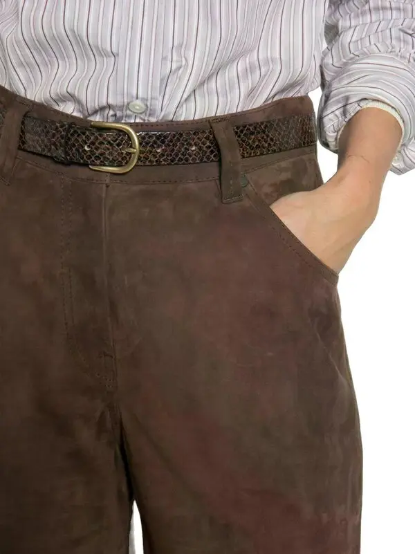Brunello Cucinelli Suede Wide-leg Trousers - Brown