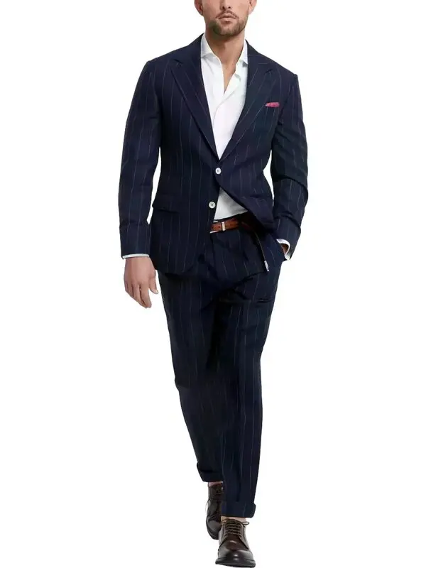 Brunello Cucinelli Pinstripe Cotton Suit - Blue