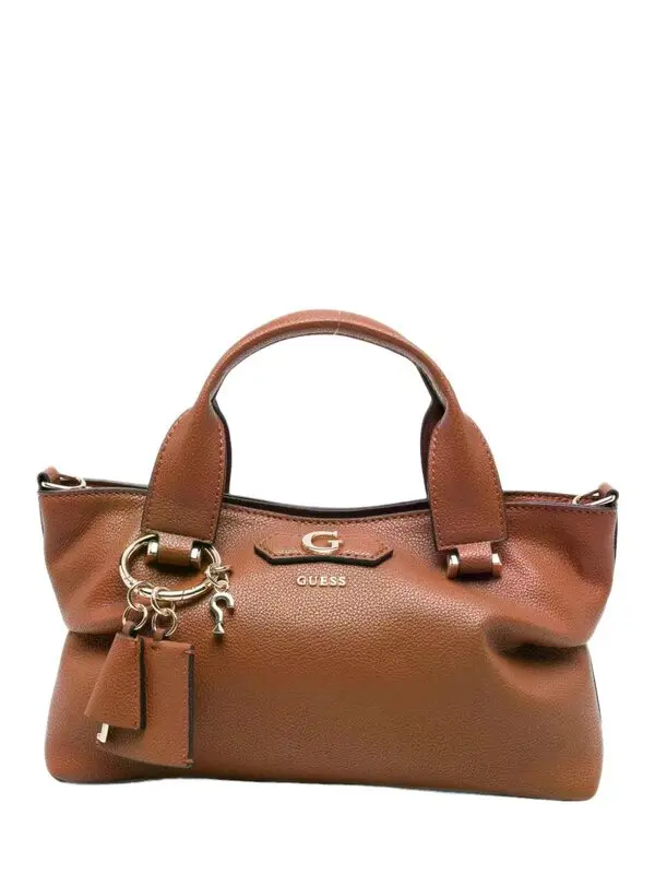 Guess Susy Mini Logo-plaque Pebbled Leather Tote Bag - Brown