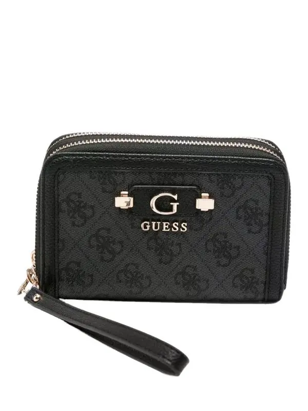 Guess Monogram-print Logo-plaque Purse - Black