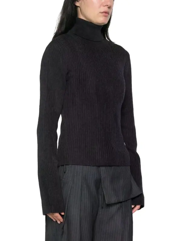 GANNI Ribbed-knit Roll-neck Sweater - Grey
