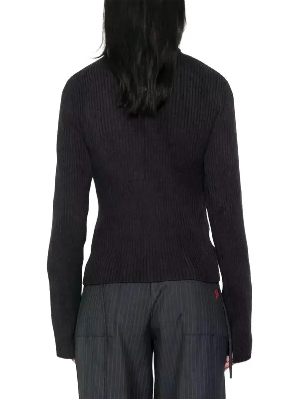 GANNI Ribbed-knit Roll-neck Sweater - Grey