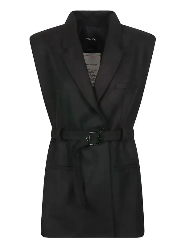 Pinko Belted Sleeveless Jacket - Black