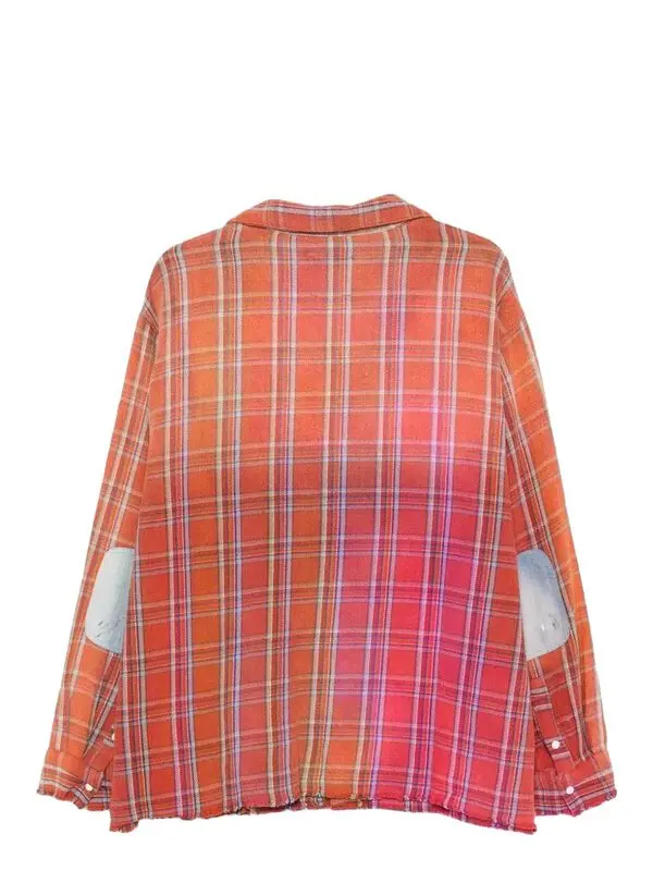 FOUND Plaid Pattern Panelled Shirt - Orange