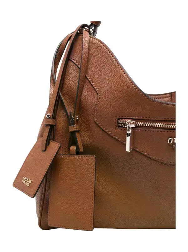 Guess Antonia Grained Leather Shoulder Bag - Brown