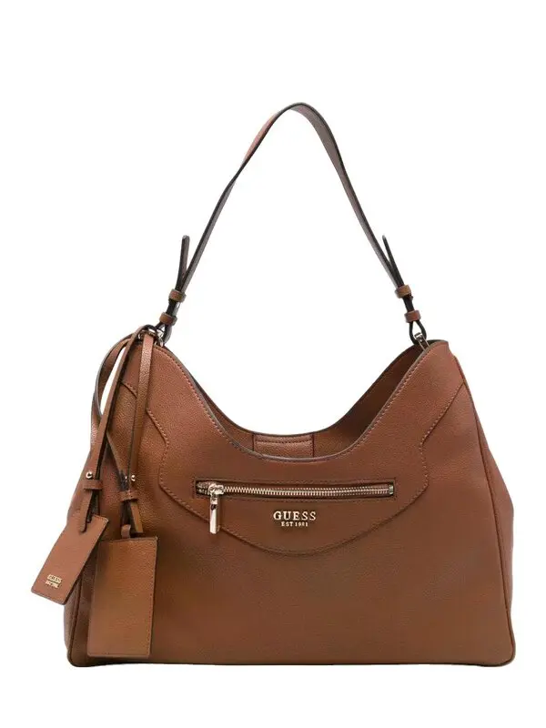 Guess Antonia Grained Leather Shoulder Bag - Brown