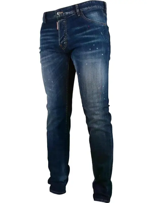 Dsquared2 Teddy Distressed Paint-splatter Jeans - Blue
