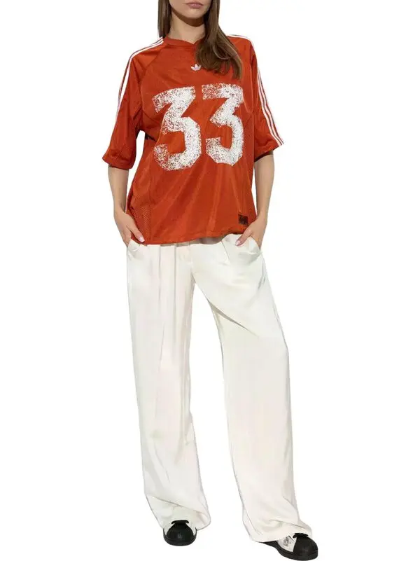 Adidas Logo-print Mesh-panel T-shirt - Orange