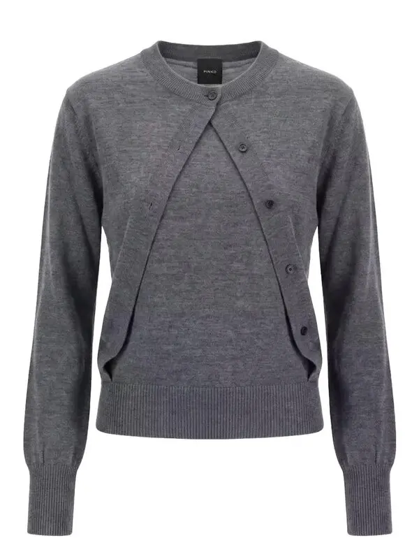 Pinko Sleeveless Sweater With Integrated Cardigan - Grey