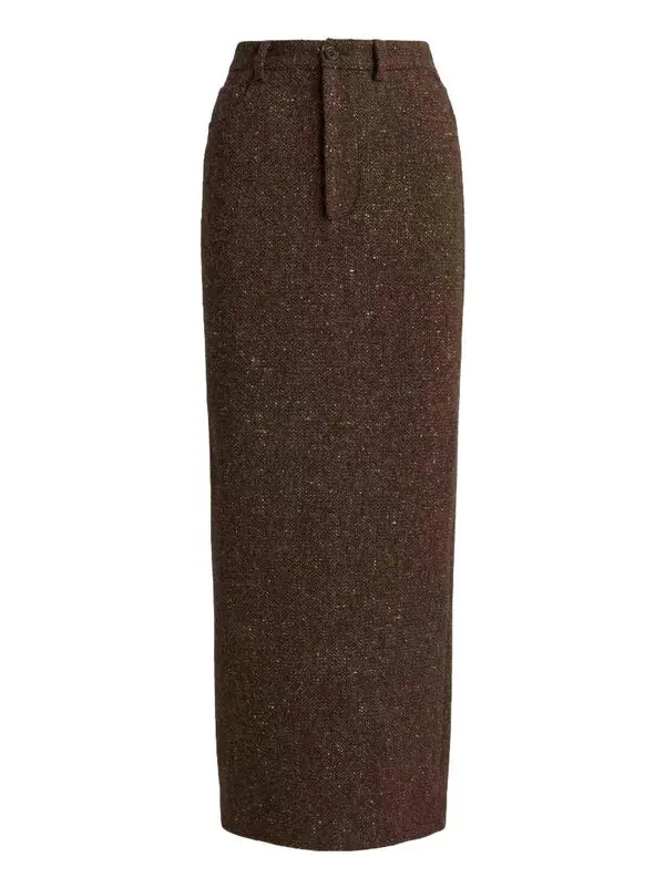 Ralph Lauren Fontaine Tweed Long Skirt - Brown